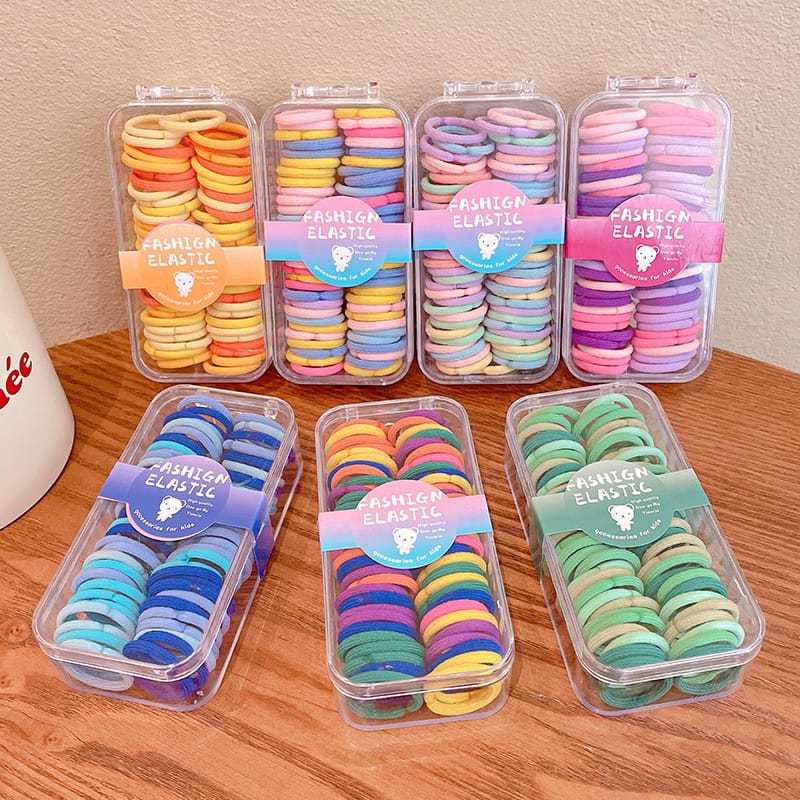 Jual AB176 Ikat Rambut Elastis Lucu Ikat Rambut Anak Warna Warni 60pcs ...