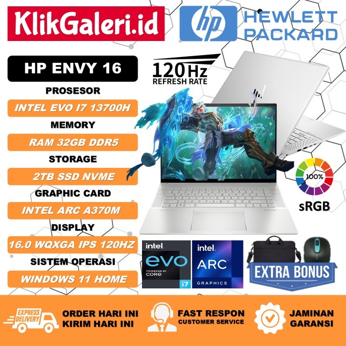 Jual Laptop Kuliah HP Envy 16 Intel Evo I7 13700H 32GB DDR5 2TB ARC ...