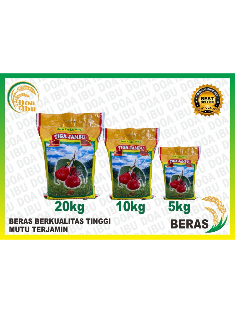 Jual BERAS CAP 3 JAMBU PANDAN WANGI 5KG/10KG/20KG | Shopee Indonesia