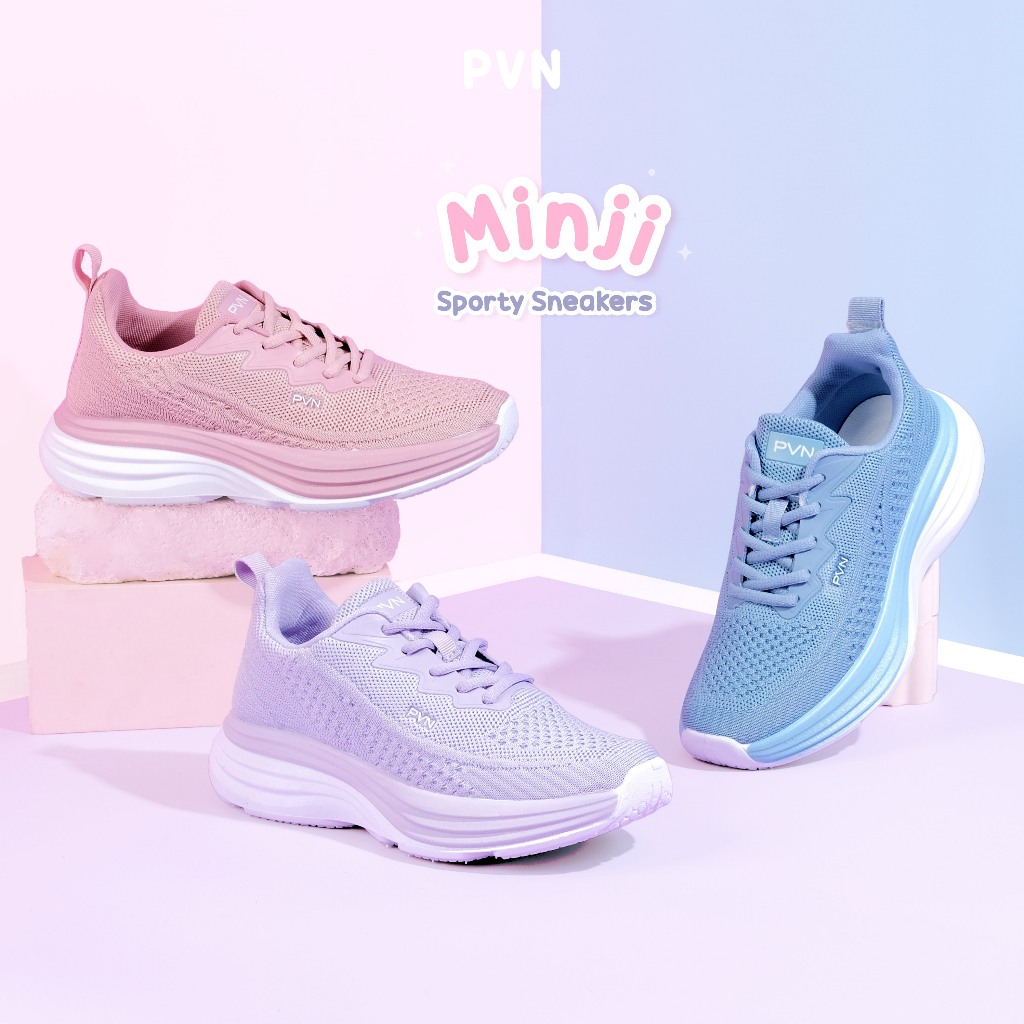 Jual PVN Minji Sepatu Wanita Sneakers Sport Shoes Grey Black Pink White Blue 270 | Shopee Indonesia