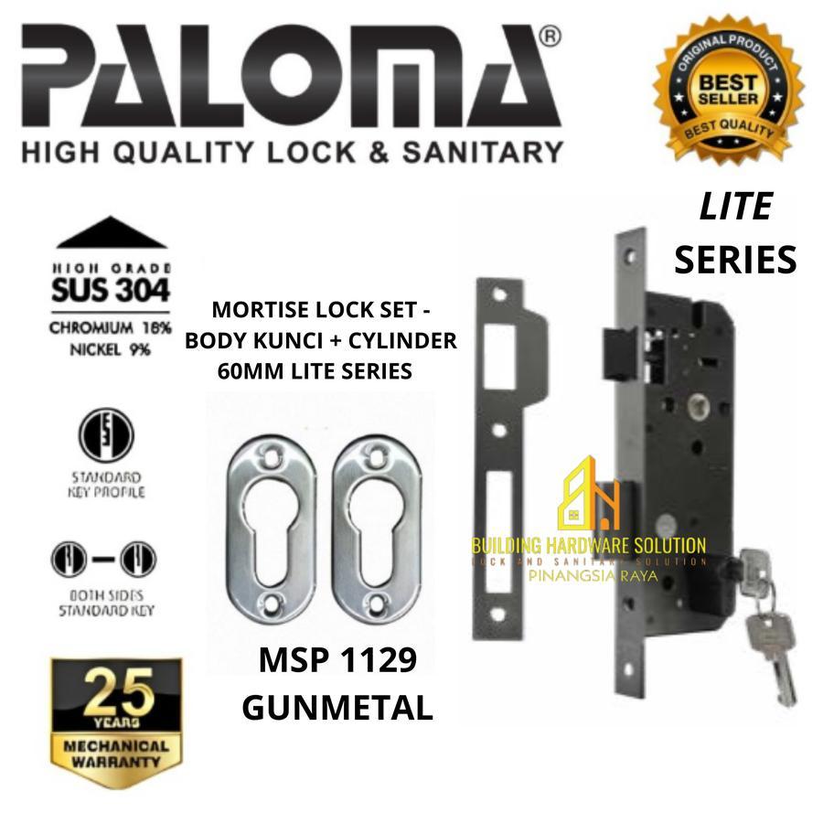 Jual MORTISE LOCK BODY CYLINDER KUNCI PINTU SET HITAM BLACK PALOMA MSP ...