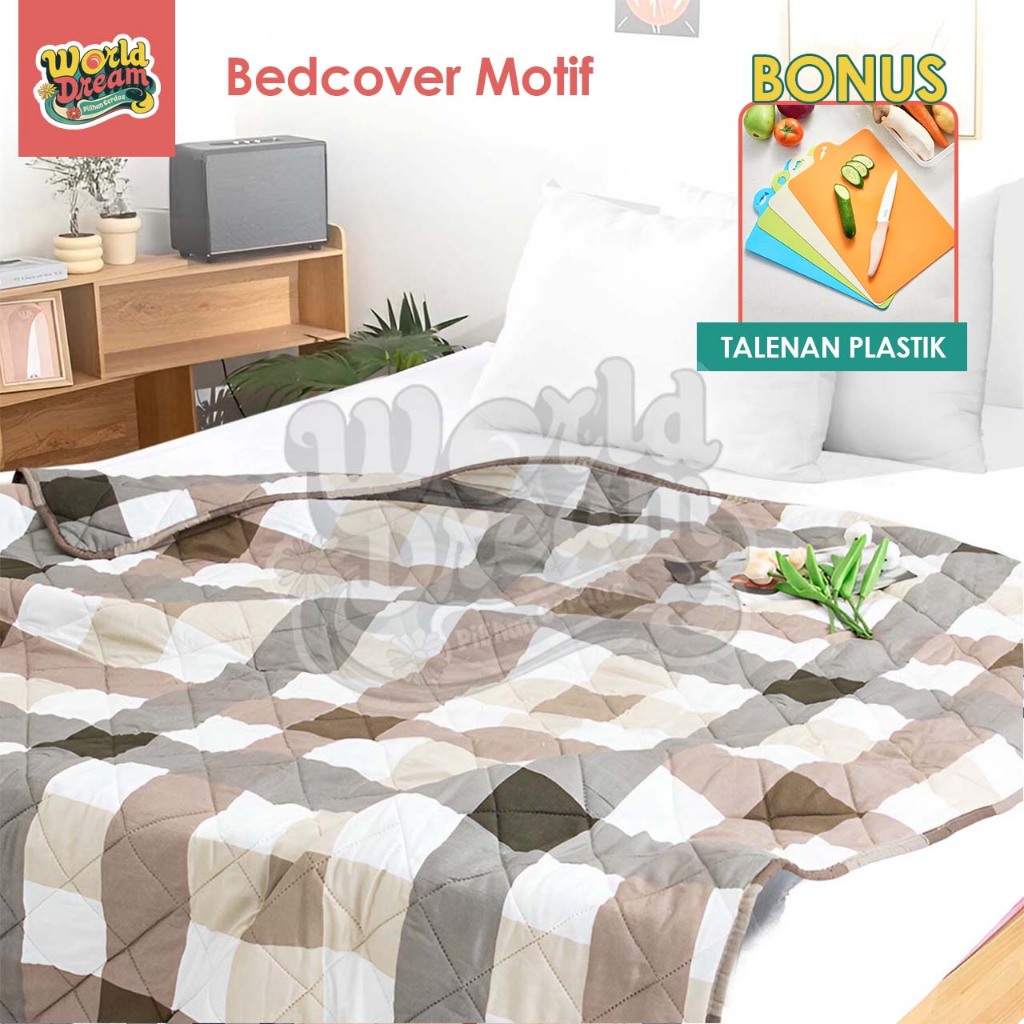 Jual Worldream Bedcover Selimut Free Talenan Motif Kombinasi Warna ...