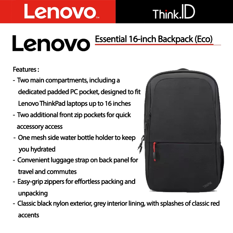 Jual Tas Laptop ThinkPad Essential 16-inch Backpack (Eco) 4X41C12468 ...