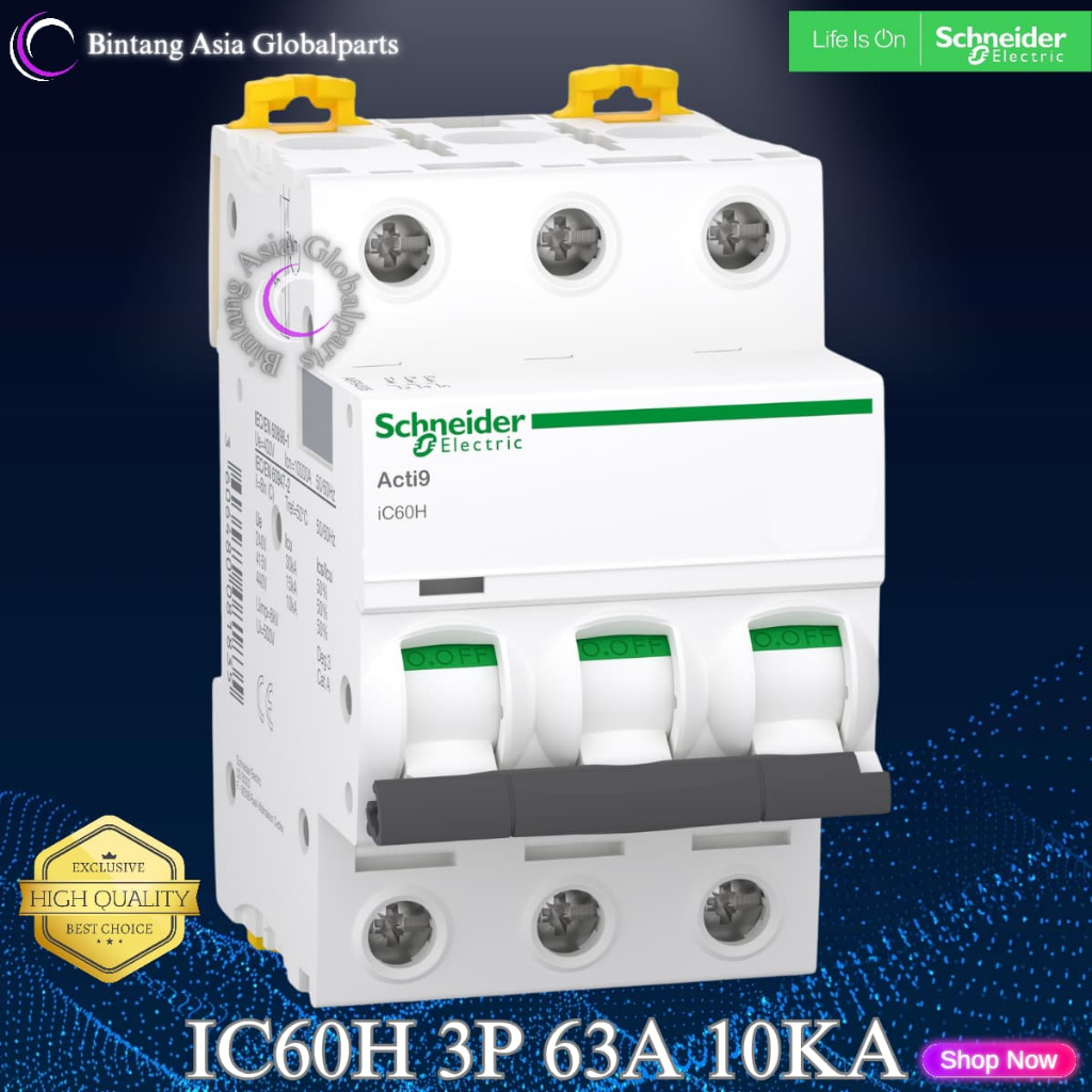 Jual MCB 3p 63a Schneider iC60H Original / MCB 3 Phase 63 Ampere ...
