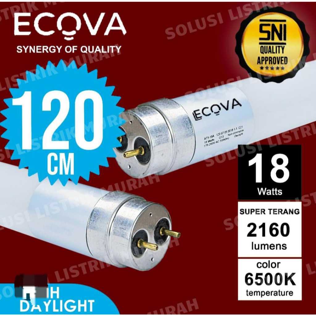 Jual LAMPU LED T8 TUBE LAMPU ECOVA T8 TUBE 18 WATT PUTIH KAP LAMPU TL LED LAMPU NEON T8 | Shopee ...