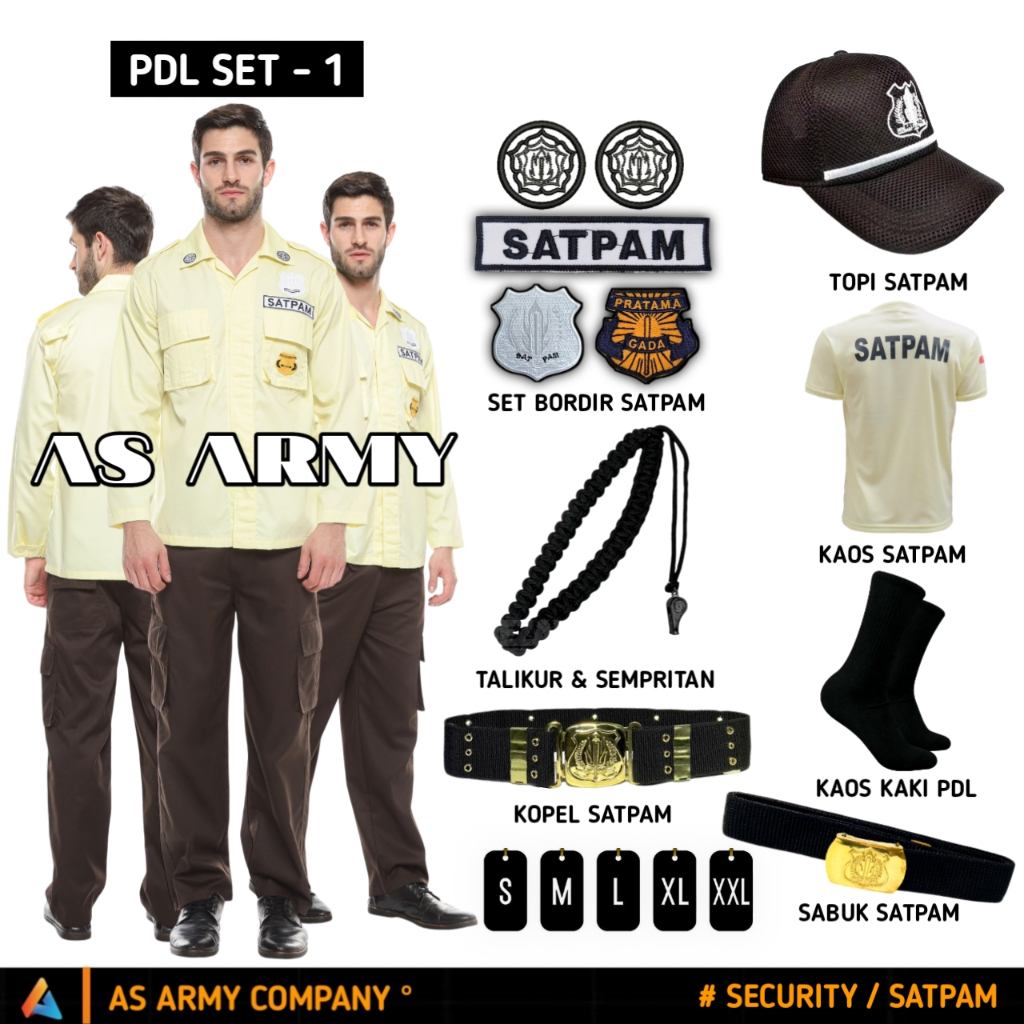 Jual Paket Lengkap Seragam PDL PDH Satpam Seragam Security Terbaru Cream Krem Baju Satpam ...