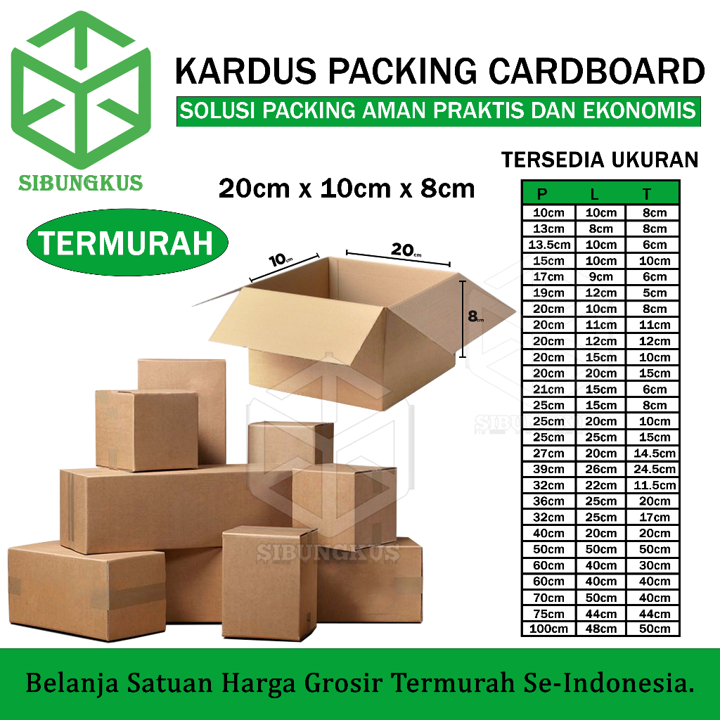 Jual Kardus Packing Karton Box 20x10x8 cm Dus Single Layer Coklat Polos ...