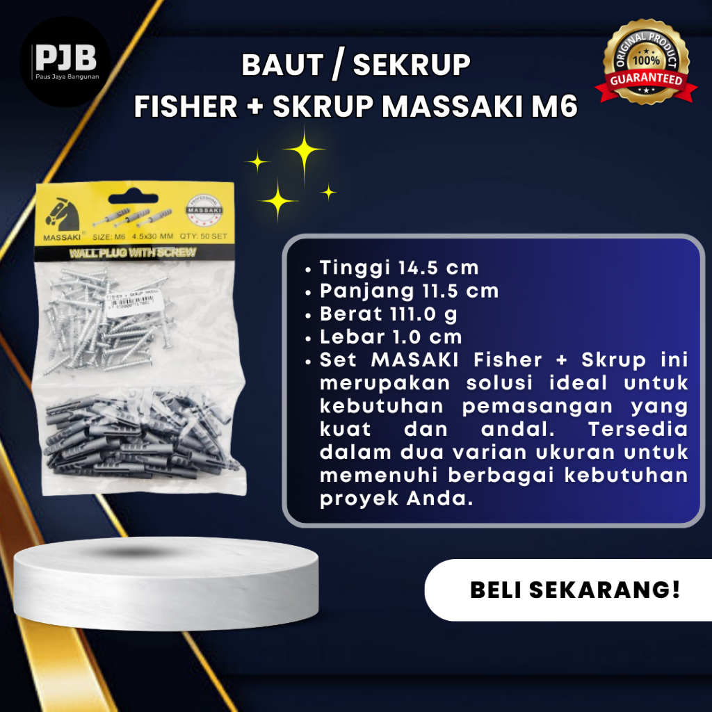 Jual MASSAKI Fisher Skrup M6 & M10 Bantalan Paku Sekrup Fiser Baut Viser 100% Original / Asli ...