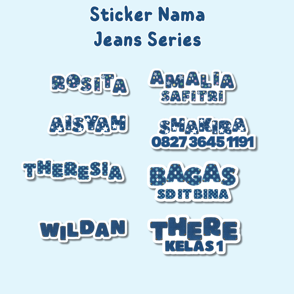 Jual Sticker Nama Jeans Series / Sticker Nama Lucu / Sticker Nama ...