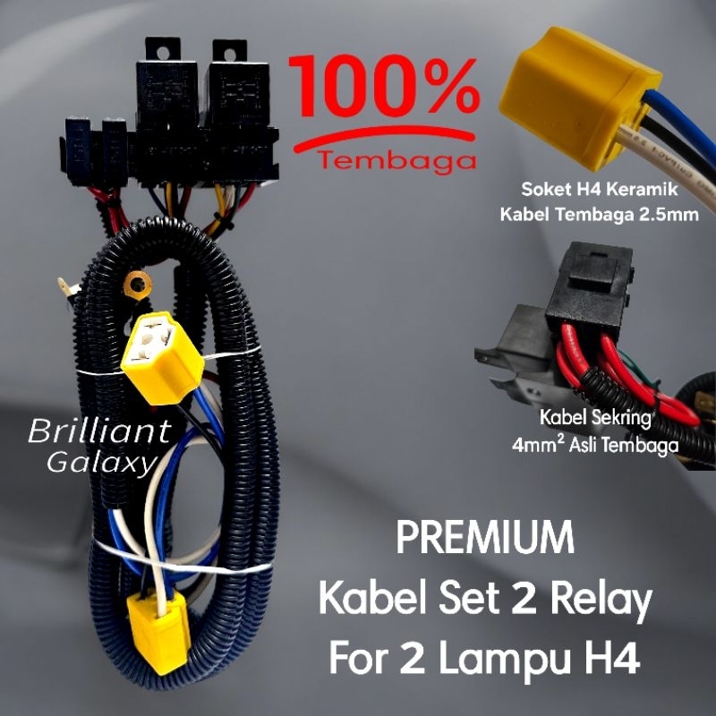 Jual PREMIUM TEMBAGA - Kabel Set 2 Relay BOSCH RWB HLM for 2 Lampu H4 ...