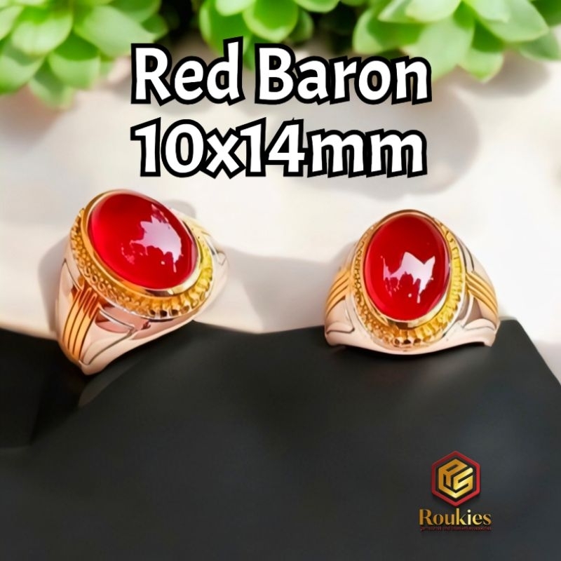 Jual Cincin Batu Red Baron Ring Titanium Ukuran 10x14mm | Shopee Indonesia