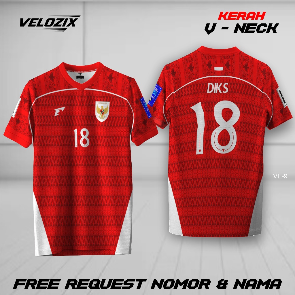 Jual Jersey Timnas Indonesia Home 2025 Full Printing + Gratis Pasang Nama & Nomor Custom VE9 ...
