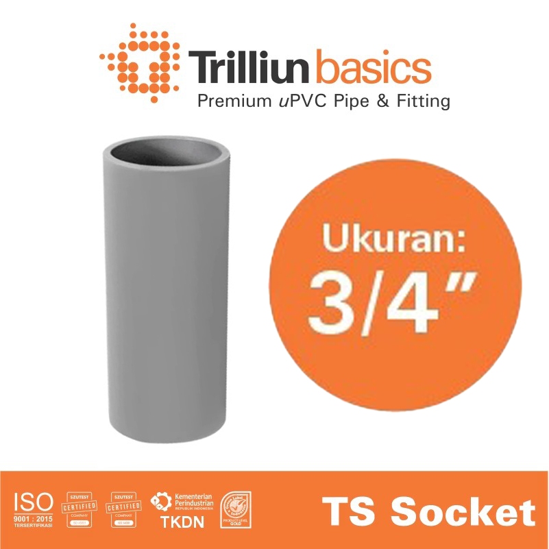 Jual Sambungan Pipa PVC TS Socket 3/4 Inch Merek Trilliun Sok Sock ...