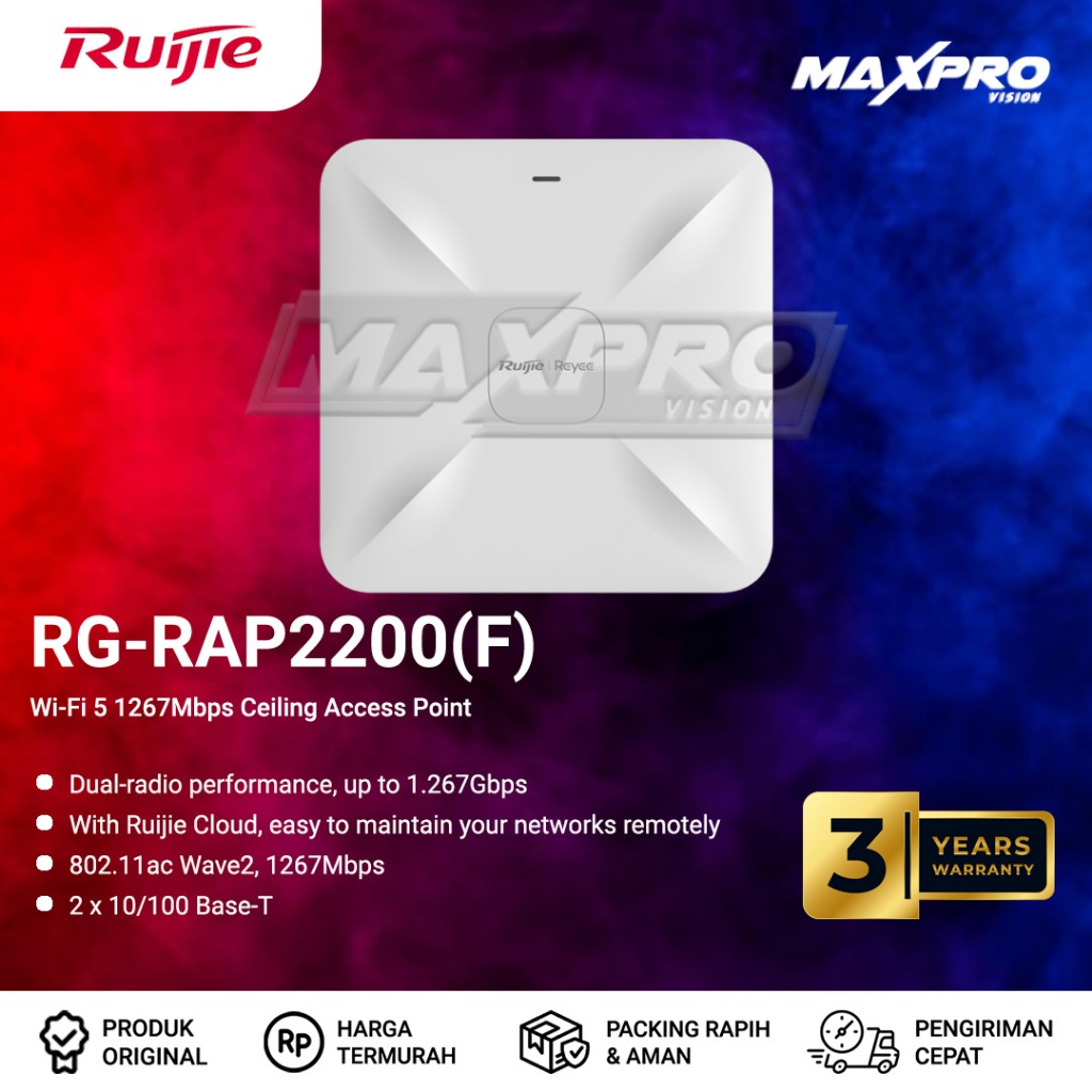 Jual RG-RAP2200(F) - RUIJIE REYEE WIFI 5 CEILING MESH ACCESS POINT ...