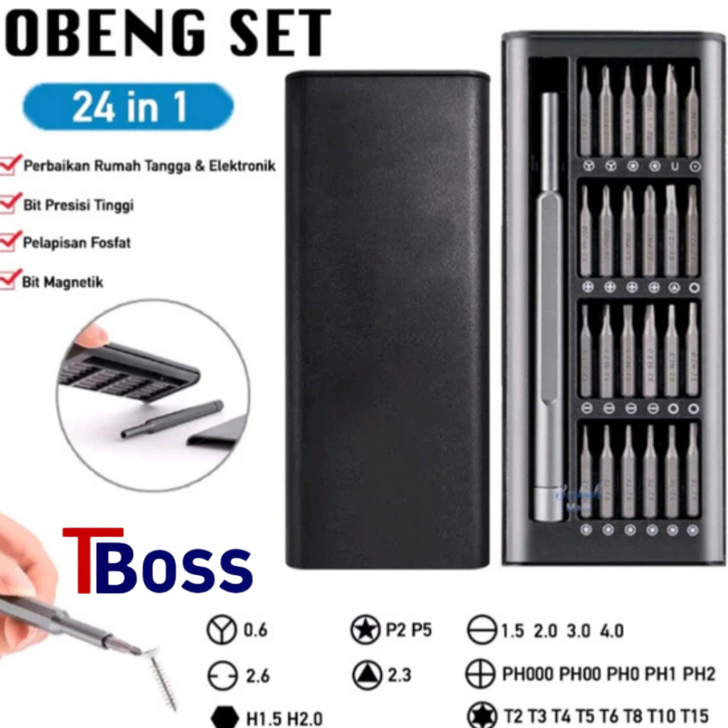 Jual TBOSS Obeng SET 24IN1 Magnet Obeng Mini Set isi 24 Screwdriver Set ...