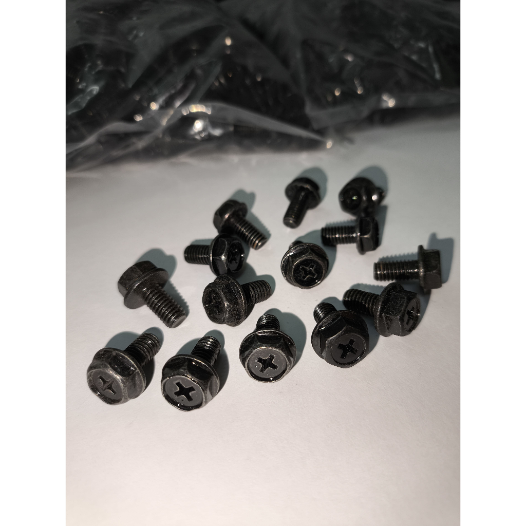 Jual Baut Flange Hexagonal Kepala Cekung Slot Silang (Hitam) M6x12 ...