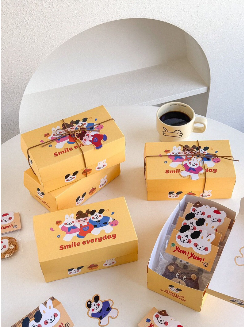 Jual Kotak kue | Cookie Box | Cute packaging | yellow cartoon box ...
