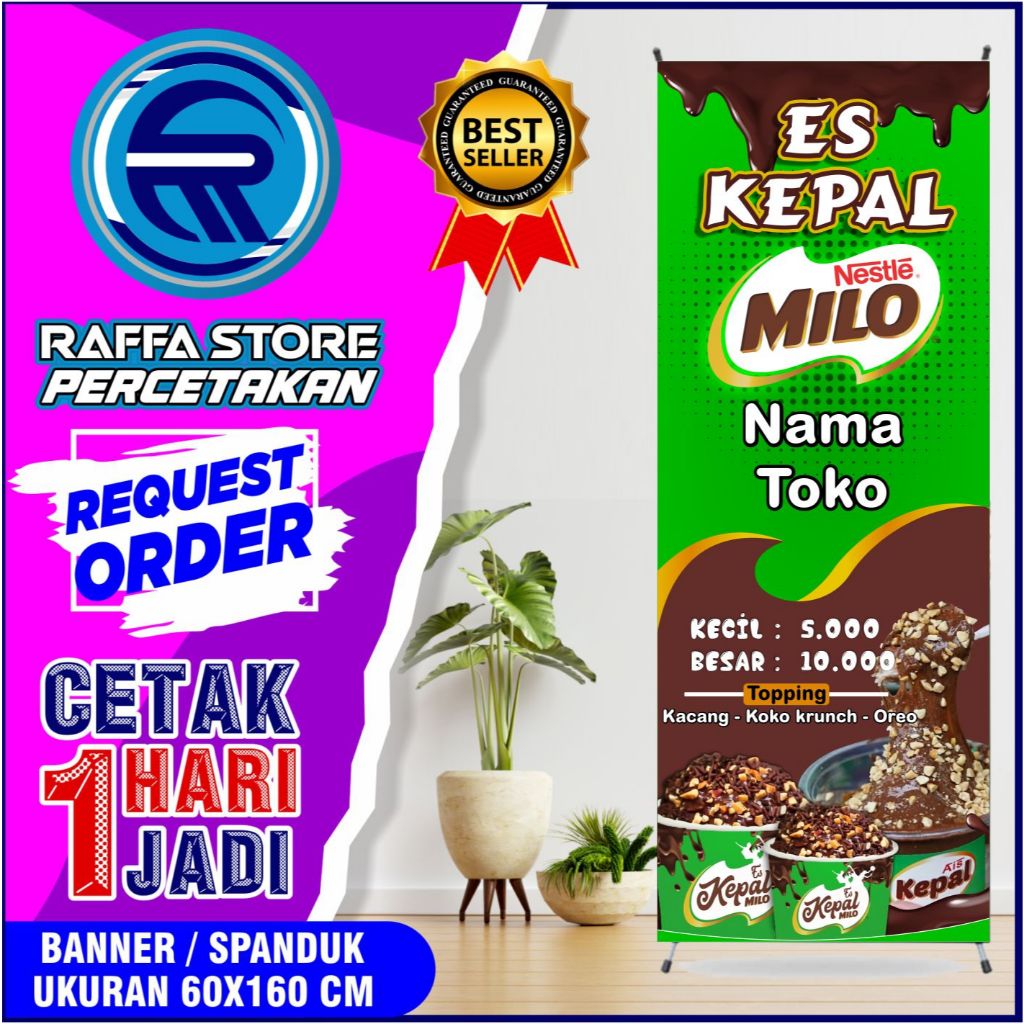 Jual Spanduk Banner Backdrop Es Kepal Milo Ukuran 160x60 Cm | Shopee ...