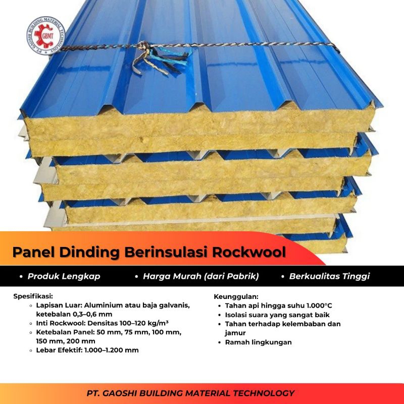 Jual Panel Dinding Berinsulasi Rockwool/ Panel Dinding Rockwool Tahan ...