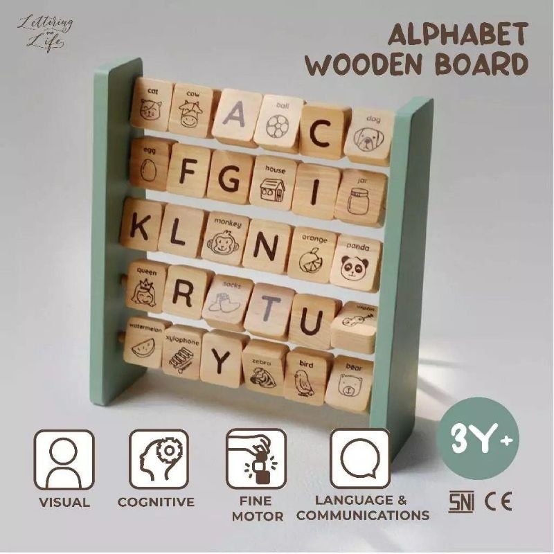 Jual Lettering and Life Wooden Alphabet Board - Mainan Edukasi Anak ...