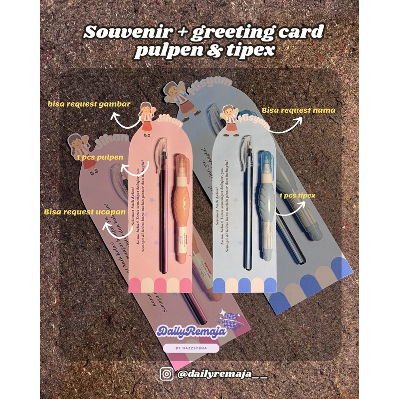 Jual souvenir custom set alat tulis (pulpen+Tipex) | Shopee Indonesia