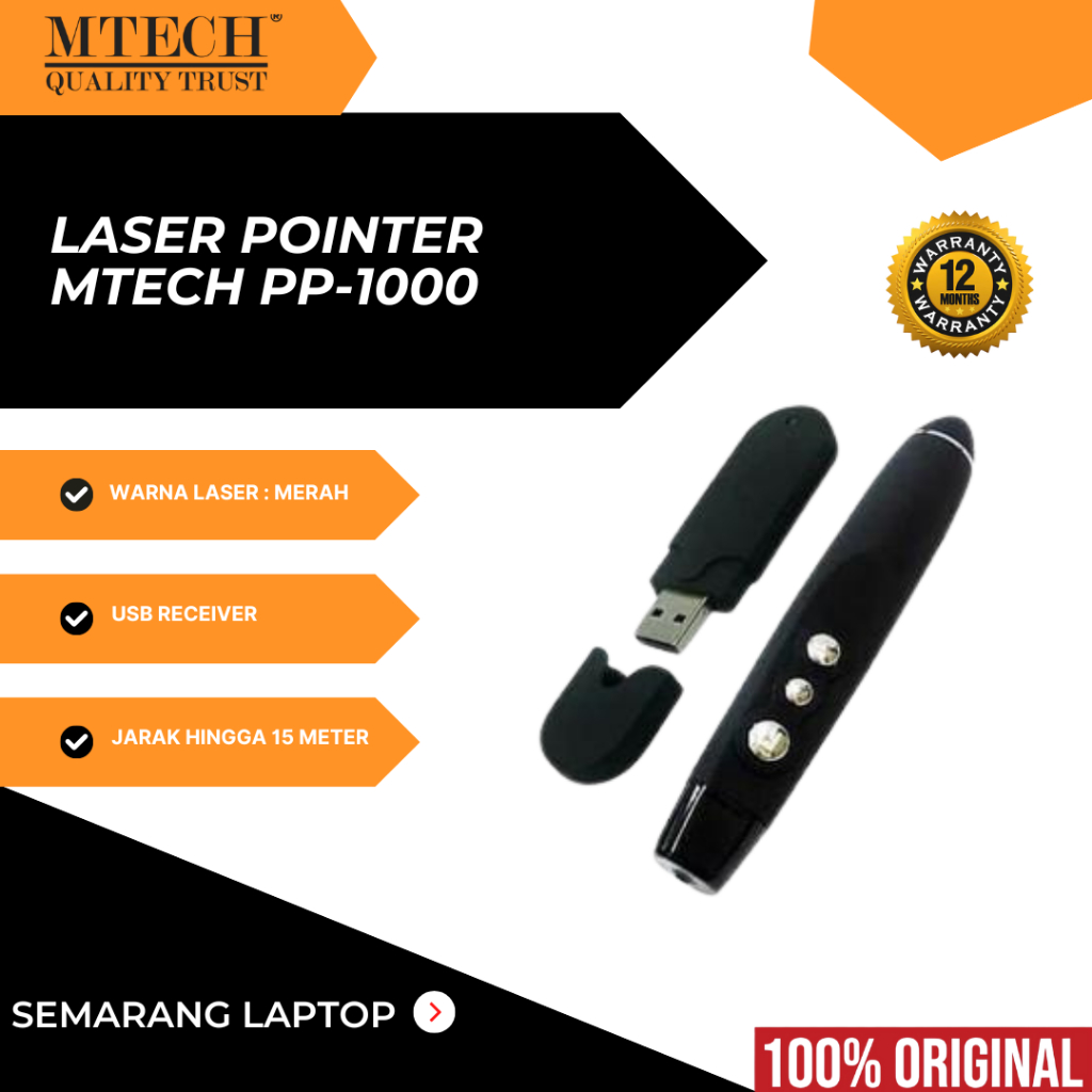Jual M-TECH ORIGINAL LASER POINTER PP1000 ALAT WIRELESS PRESENTASI / Pointer Presentasi Wireless ...