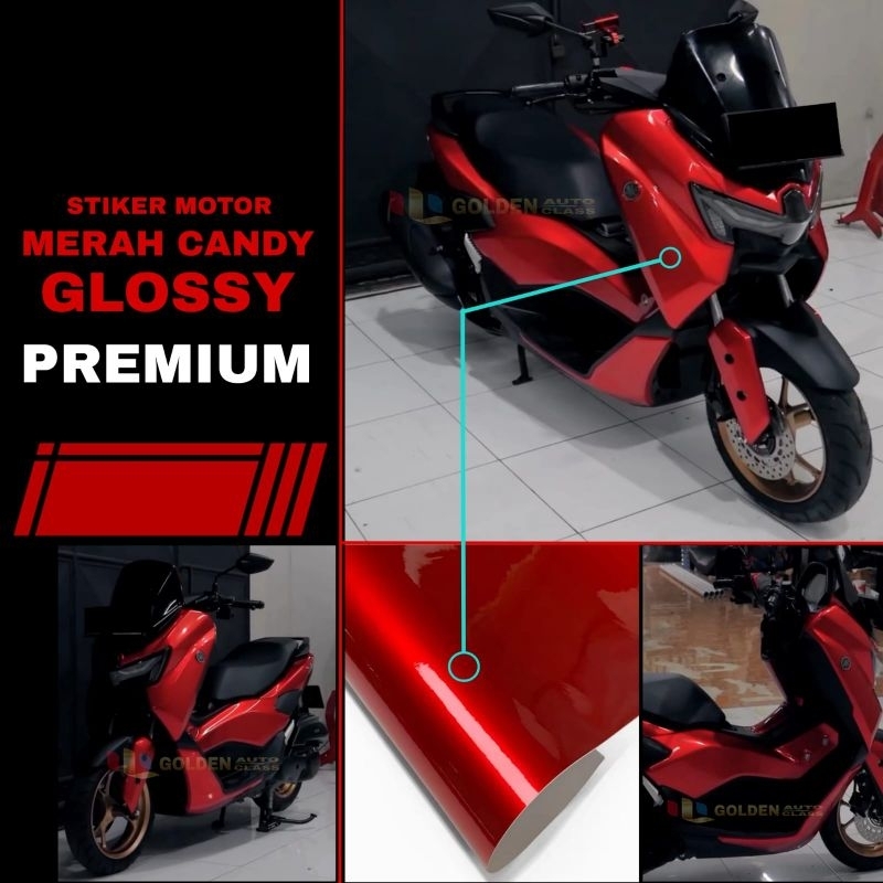 Jual Stiker skotlet motor merah candy glossy sticker metalik | Shopee ...