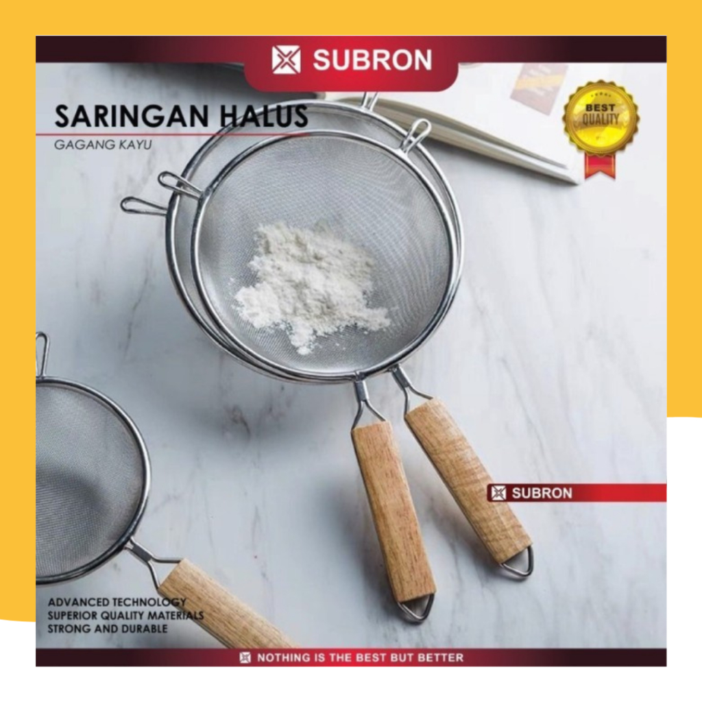 Jual Saringan Stainless Halus 12cm 14cm 16cm Pegangan Kayu Tebal Ayak ...