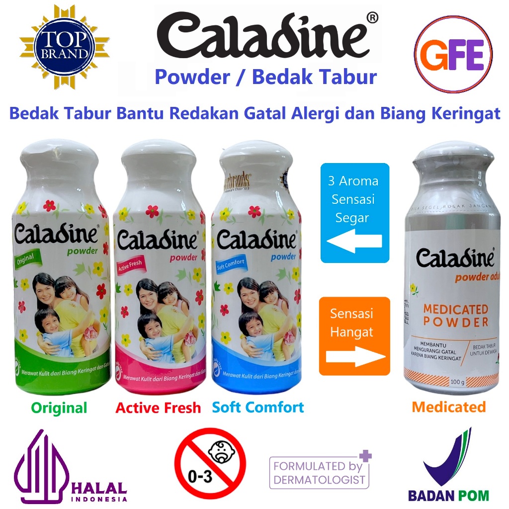 Jual Caladine Powder Bedak Tabur Original Soft Comfort Active Fresh ...