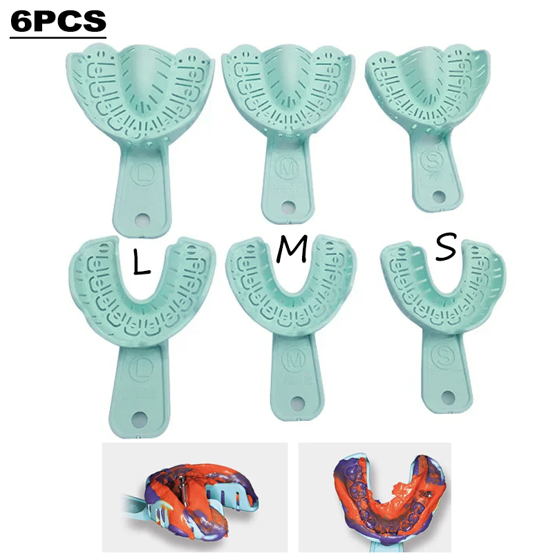 Jual 6Pcs/Set Dental Impression Plastic Tray S/M/L Dental Tray Full ...