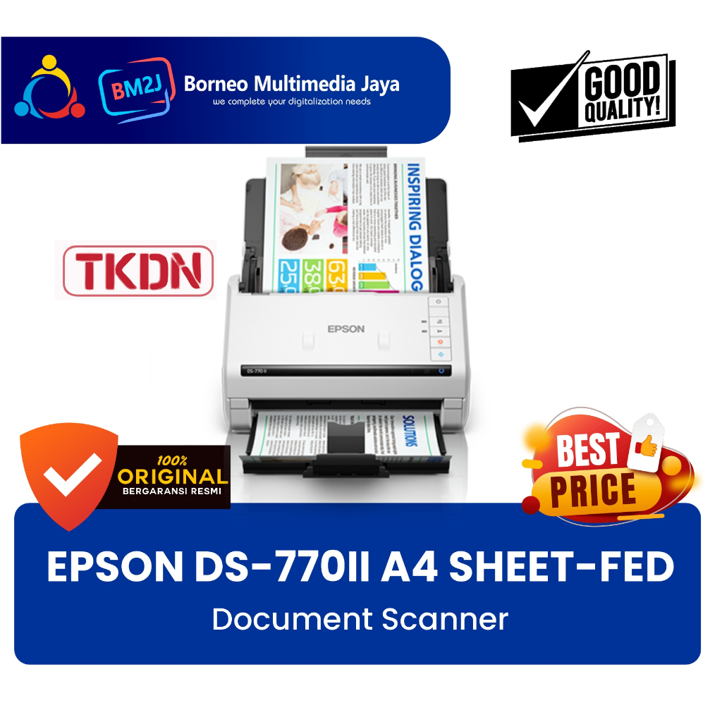 Jual Epson WorkForce DS-770II - A4 F4 Legal ADF Duplex Sheet-fed ...