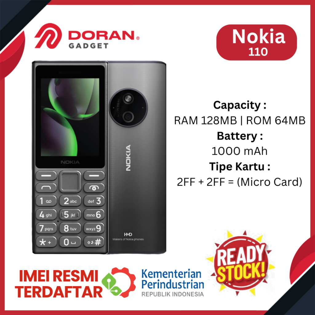 Jual Handphone HP Nokia 110 2024 - Nokia Jadul - Original Garansi Resmi 1Tahun | Shopee Indonesia