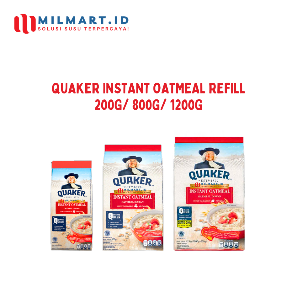 Jual QUAKER INSTANT OATMEAL QUAKER GANDUM MERAH POUCH REFILL | Shopee ...