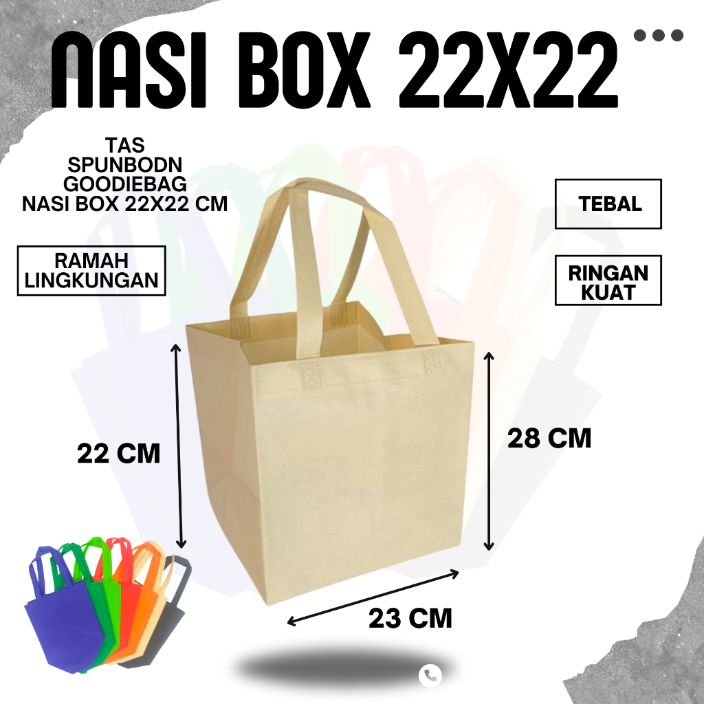 Jual Tas Nasi Box 22x22 / Tas Box Nasi / Tas Spunbond / Tas Hajatan | Shopee Indonesia