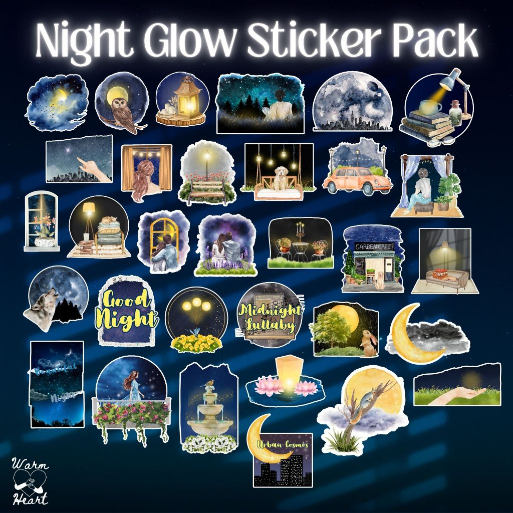 Jual Night Glow Digital Stickers | Digital Stickers, Digital Planner ...