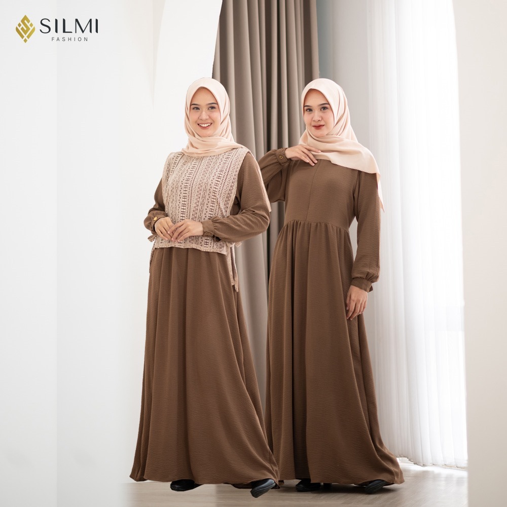 Jual Gamis Vest Wanita - Gamis Crinkle Premium Set Vest Megumi | Shopee ...