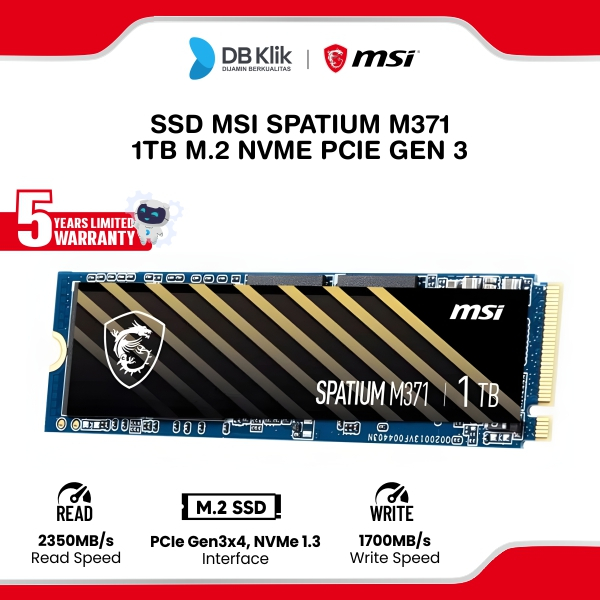 Jual MSI SPATIUM M371 SSD 1TB M.2 NVMe PCIe Gen 3 | Shopee Indonesia