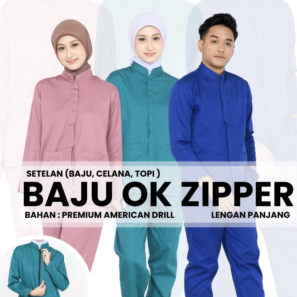 Jual Baju OK ZIPPER / Baju Jaga / Scrub Medis ZIPPER Lengan Panjang ...