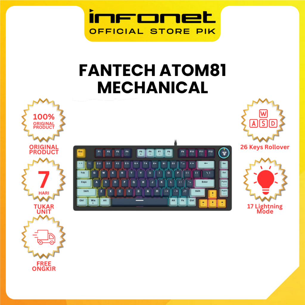 Jual Fantech ATOM 81 MK875 V2 75% RGB Gaming Keyboard Mechanical | Shopee Indonesia