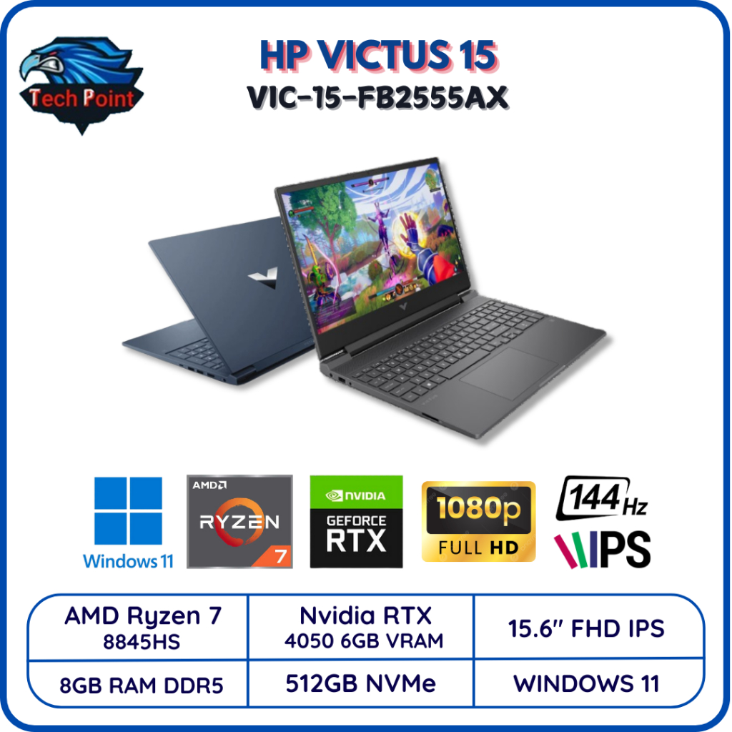 Jual HP VICTUS 15 RYZEN 7 8845HS RTX4050 6GB/ 8GB 512GB W11+OHS 15.6FHD ...