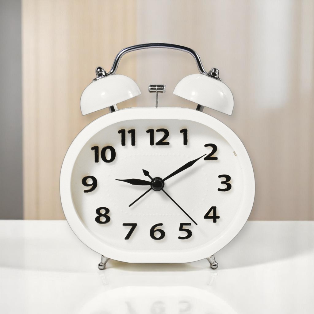 Jual ESA Jam Weker Kring Aesthetic Alarm Clock Bentuk Oval Warna Putih ...