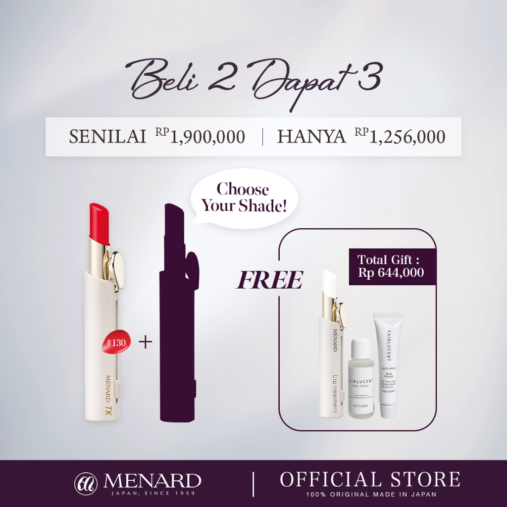 Jual MENARD BUY 2 GET 3 New Package - Buy Lipstick TK #130 & TK Shade Lainnya - Get Free Lip ...