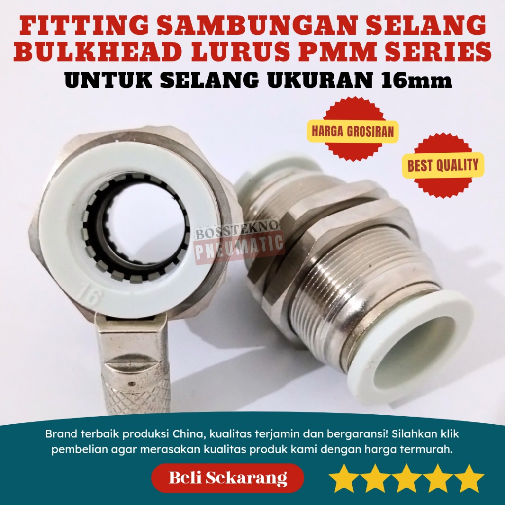 Jual FITTING SAMBUNGAN LURUS BULKHEAD NEPEL FITTING PNEUMATIC UKURAN 4mm 6mm 8mm 10mm 12mm 14mm ...
