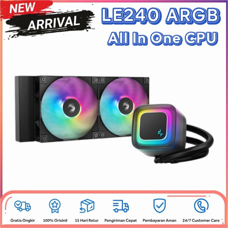 Jual DeepCool LE240 V2 ARGB 240MM AIO Air Liquid CPU Cooler Dual FAN ...