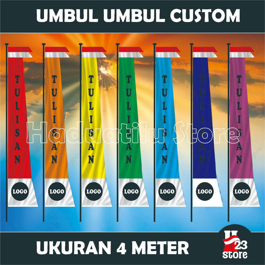Jual UMBUL UMBUL CUSTOM 4 METER ( LOGO + TULISAN } | Shopee Indonesia