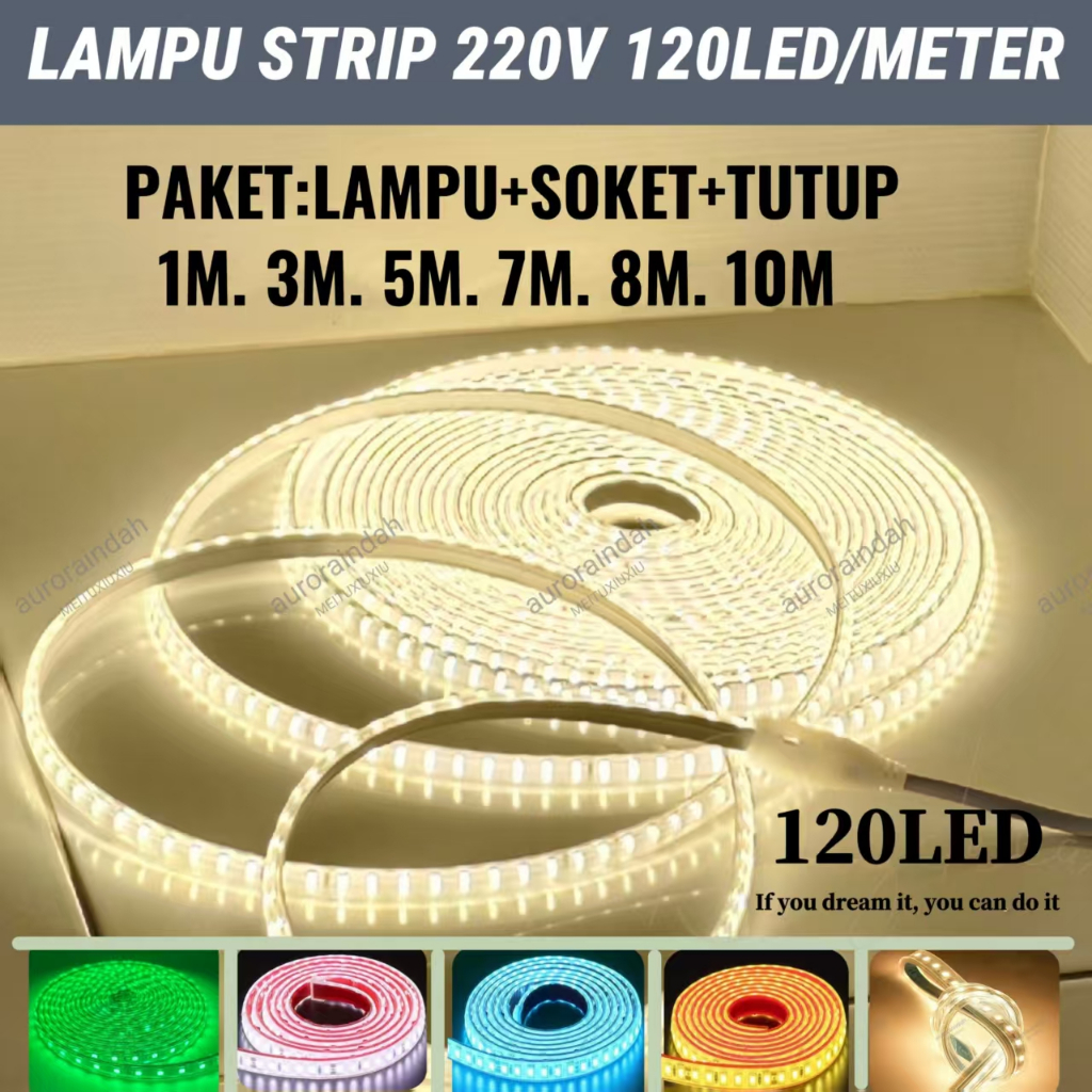 Jual Paket Lampu Strip 120Led /Meter 5050 1m/3m/5m /7m/8/10Meter (Lampu ...