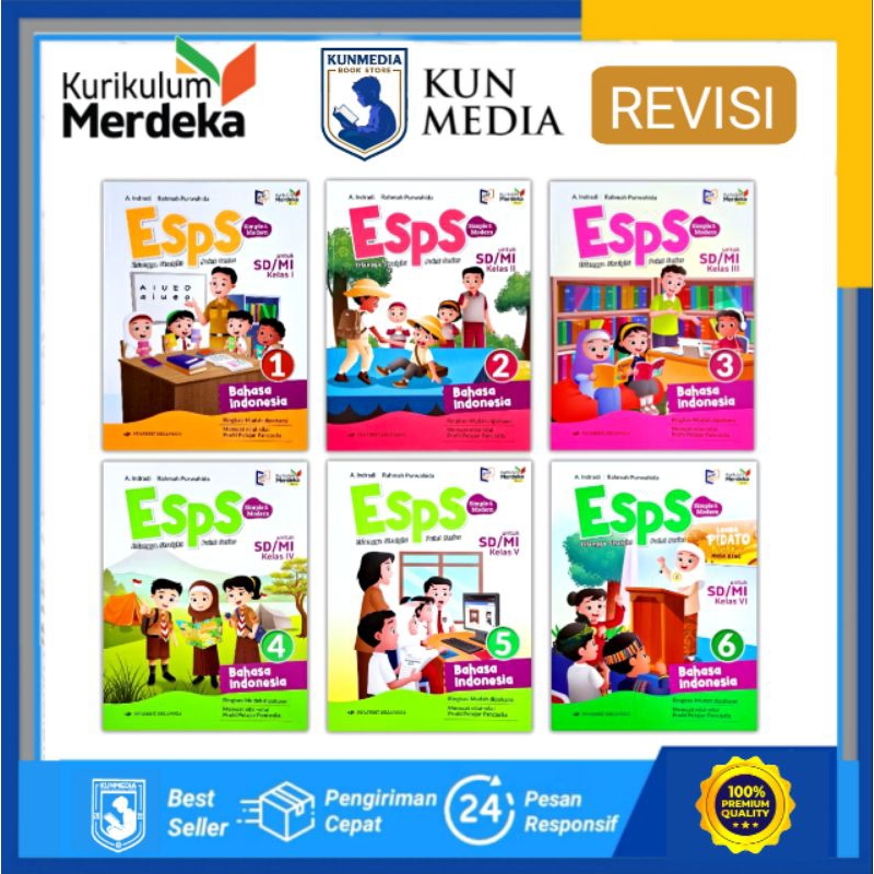 Jual ORIGINAL BUKU ESPS BAHASA INDONESIA REVISI KELAS 1 2 3 4 5 6 SD KURIKULUM MERDEKA ERLANGGA ...