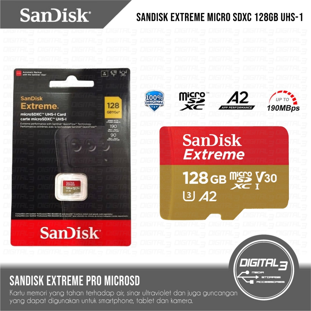 Jual Sandisk Extreme MicroSD 128GB 190MB/s Extreme MicroSDHC 128GB UHS-I | Shopee Indonesia