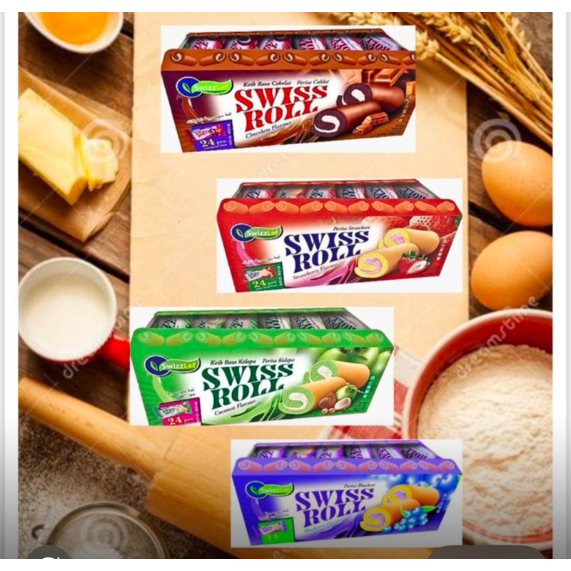 Jual Swizzlef Swiss Roll isi 24 Bolu Rasa Blueberry Coconut Strawberry ...