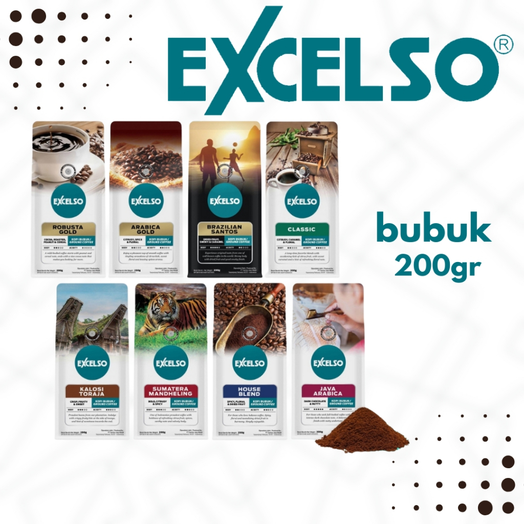 Jual Kopi Excelso Bubuk Kemasan 200gr Ground Coffee | Shopee Indonesia